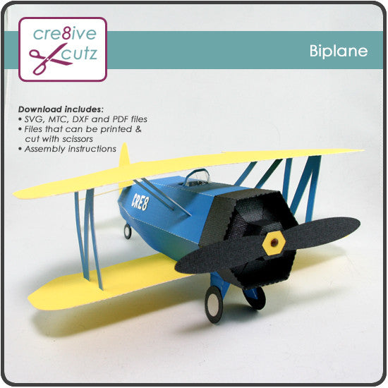 3D Paper Plane - Vintage Biplane – Cre8ive Cutz